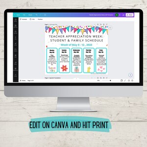 Editable Teacher Appreciation Week of Events, Take Home Flyer With Half ...