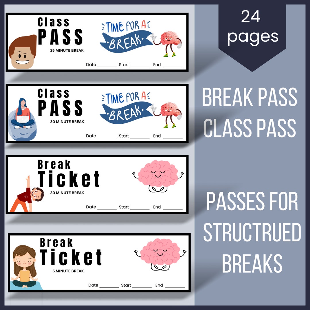 Break Pass, Structured Break, Class Pass, PBIS Behavior Support - Etsy