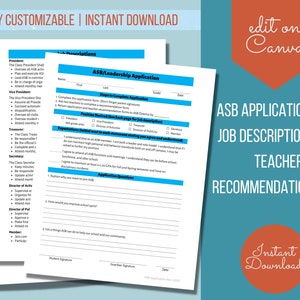 ASB Leadership Application Form, Editable Template | Printable ...