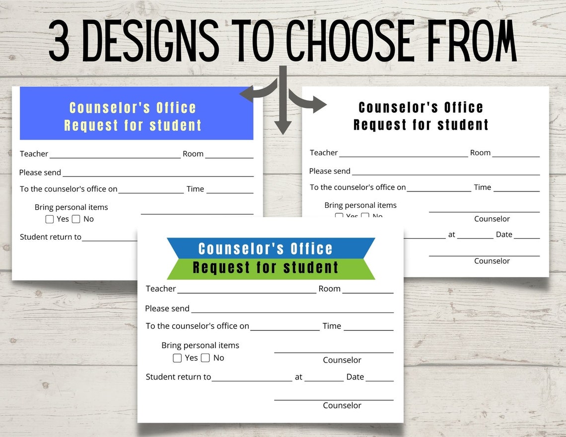School Counselor Student Request Pass Form - Personalized for Educators ...