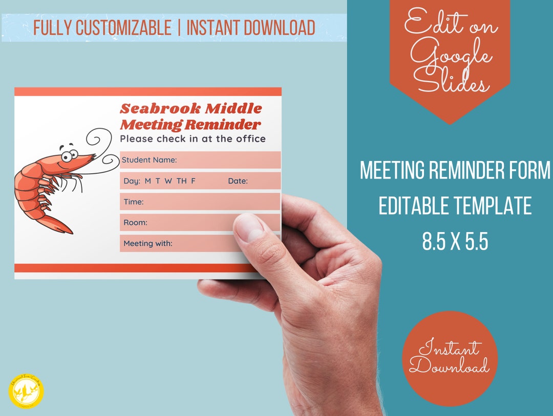 Meeting Reminder Template: School Counselor | Teacher | School ...
