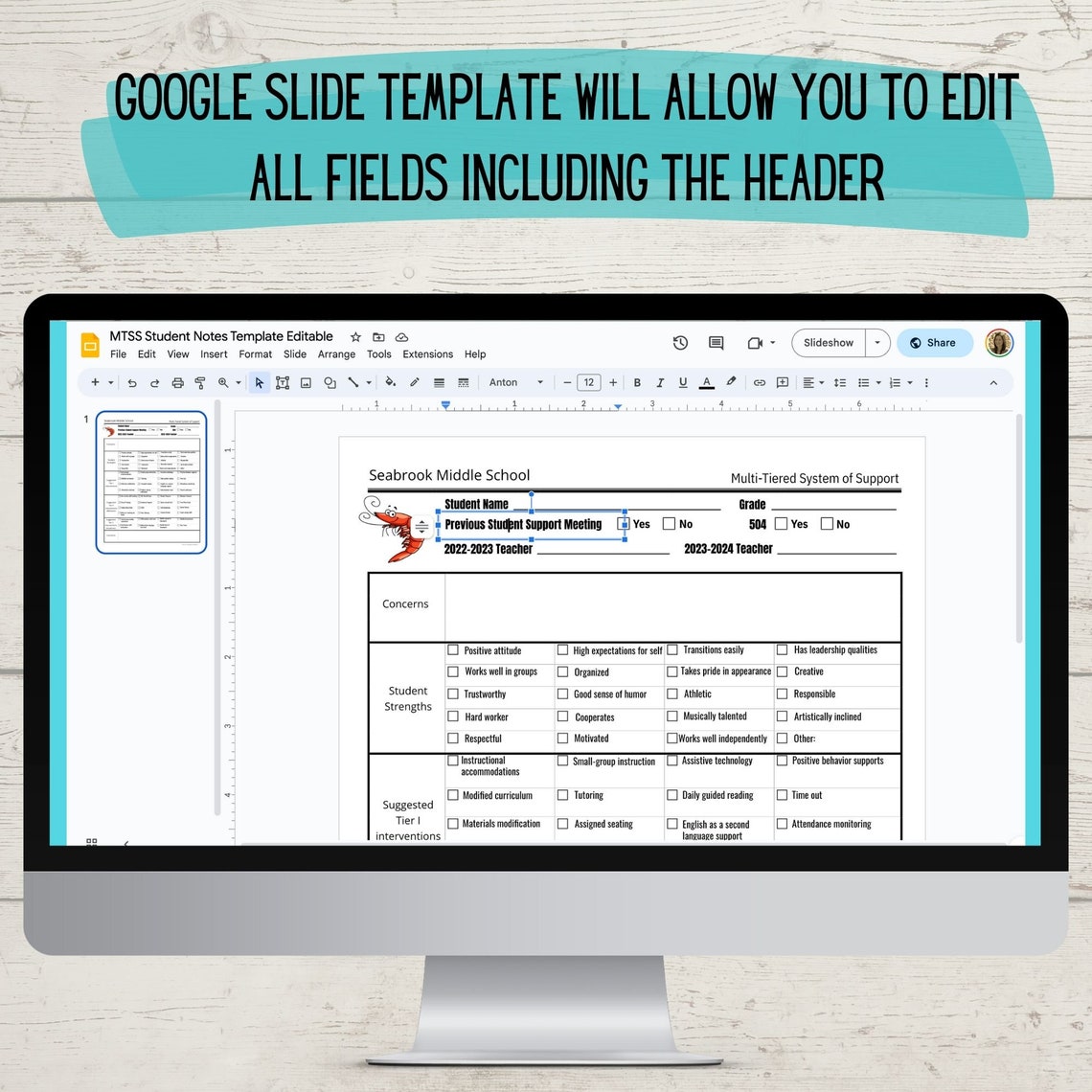 Editable MTSS Student Notes Form Template Printable for Counselors and ...