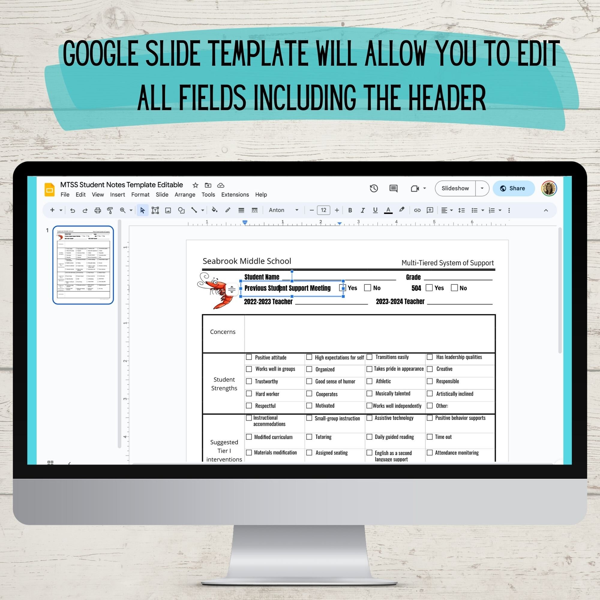 Editable MTSS Student Notes Form Template Printable for Counselors and ...