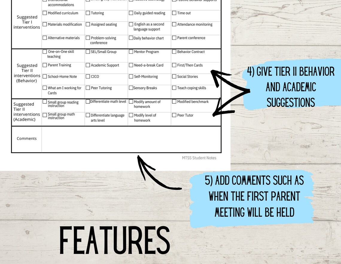 MTSS Student Notes Form Customizable Printable for Counselors and ...