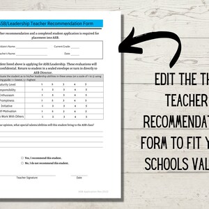 ASB Leadership Application Form, Editable Template | Printable ...