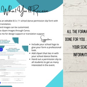 School Dance Permission Slip Form, Editable Template, Translated in ...