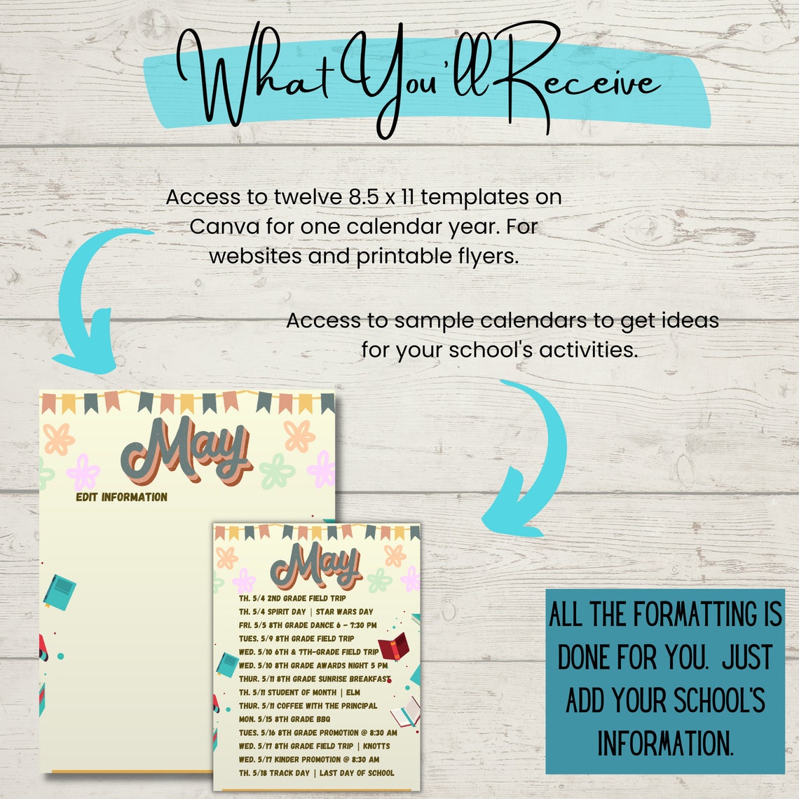 Editable Themed Template for School Events, Monthly Event Calendar ...