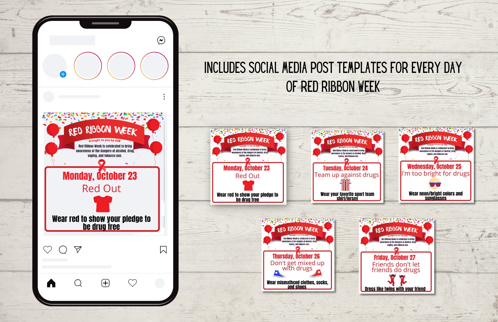 2023 Red Ribbon Spirit Week Template, Spirit Week Schedule, School ...