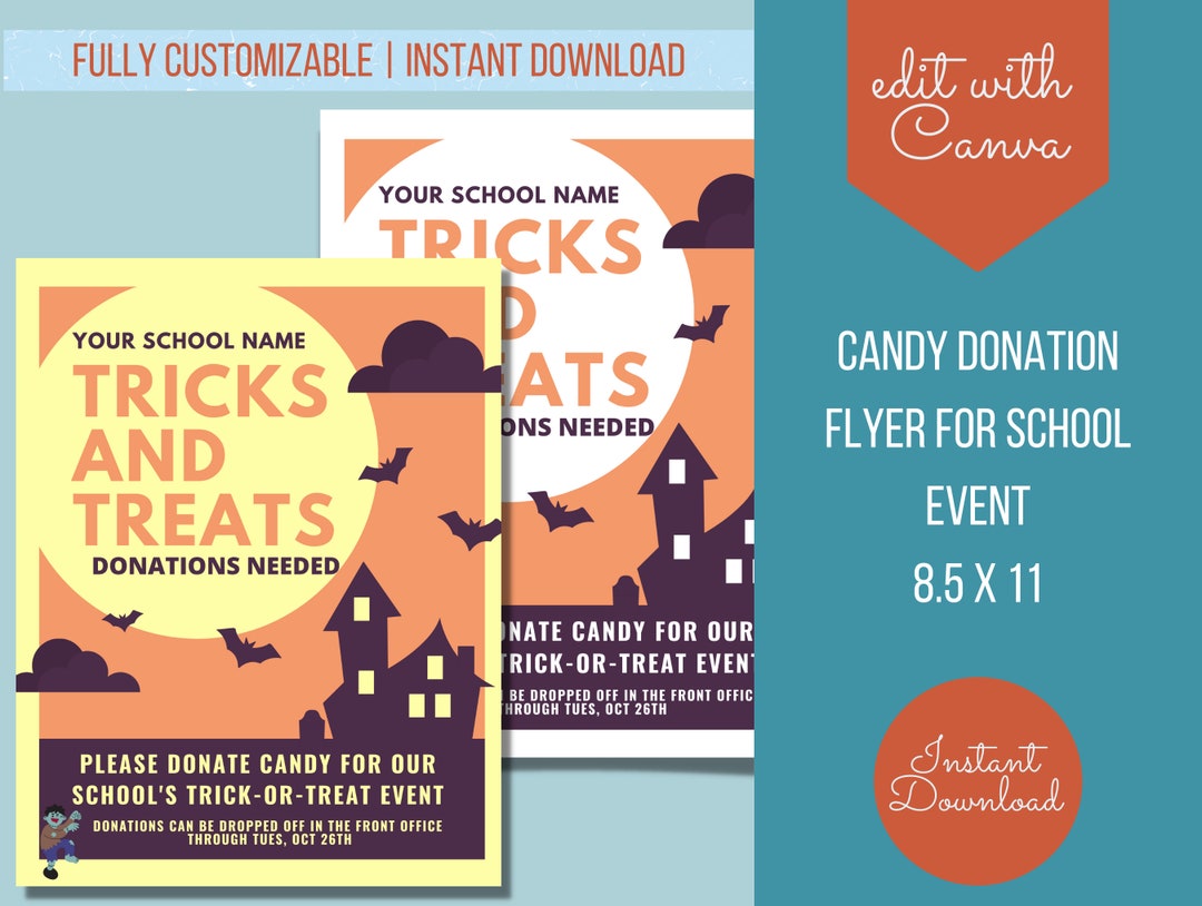 Candy Donation Flyer for School Halloween Trunk-o-treat or - Etsy