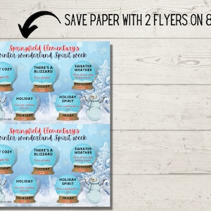 Winter Christmas Spirit Week School Flyer, Editable Printable Digital ...