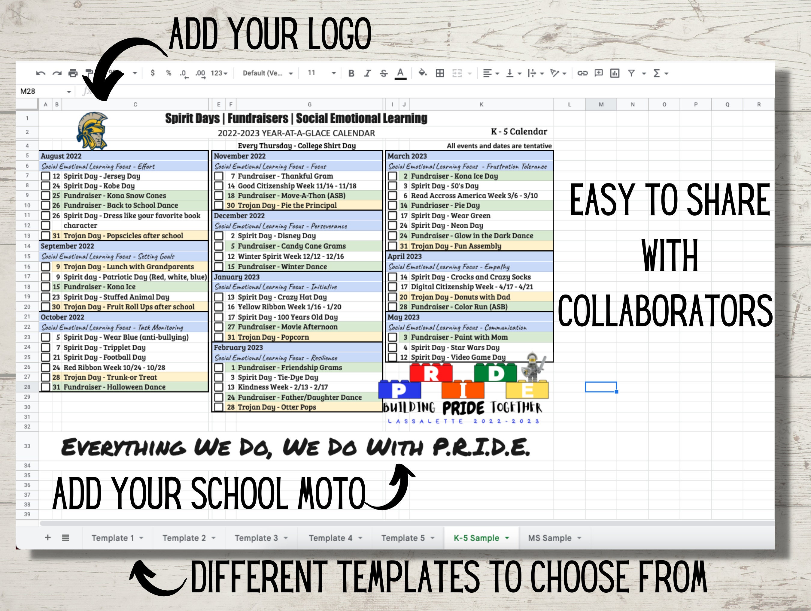 Editable Printable Monthly Calendar School Year Event Flyer Template on ...
