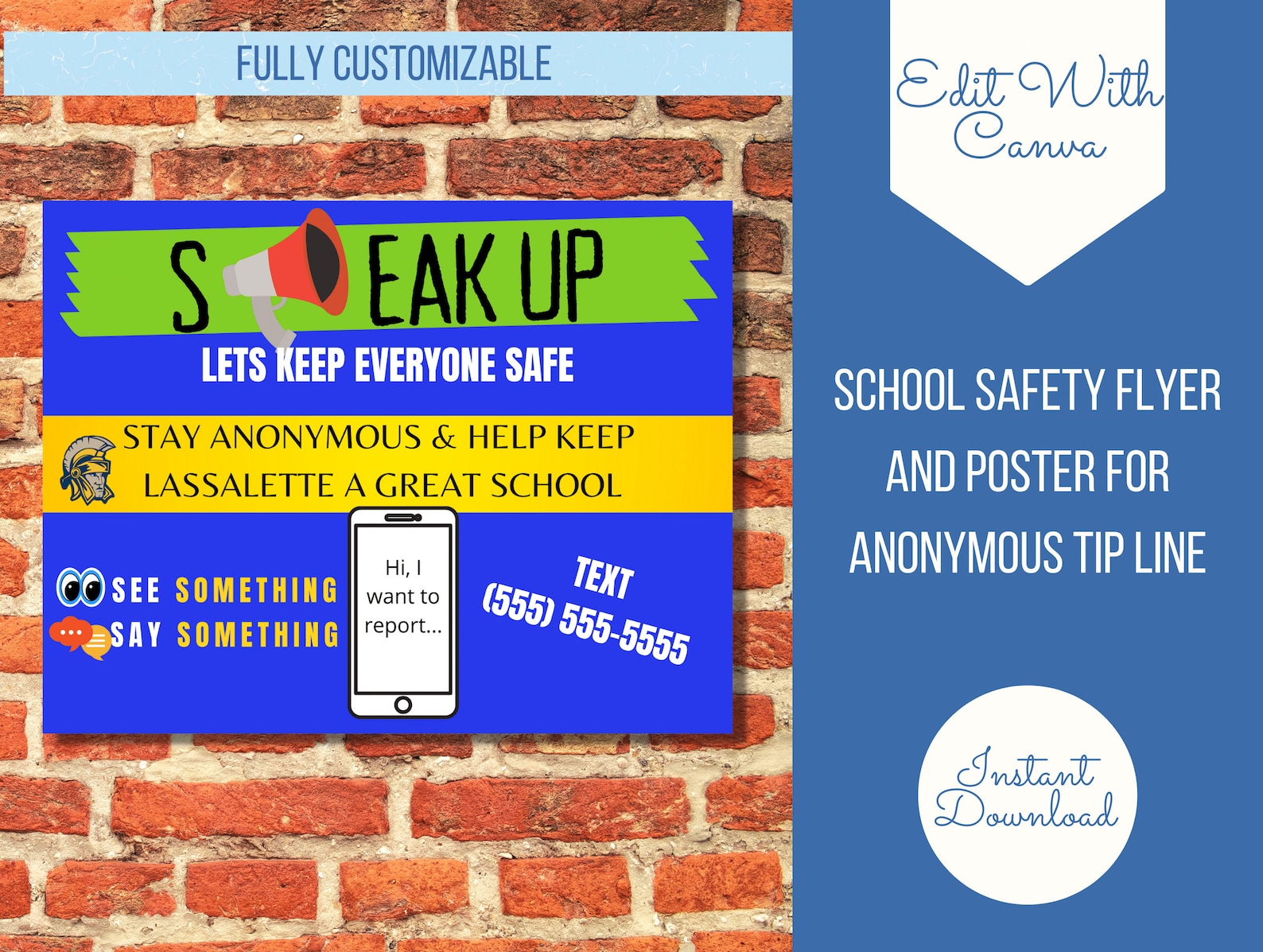 Anonymous Tip Line Poster, Anit-bullying Flyer for School PTA | PTO ...