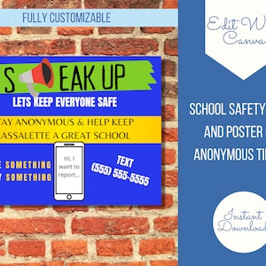 Anonymous Tip Line Poster, Anit-bullying Flyer for School PTA | PTO ...