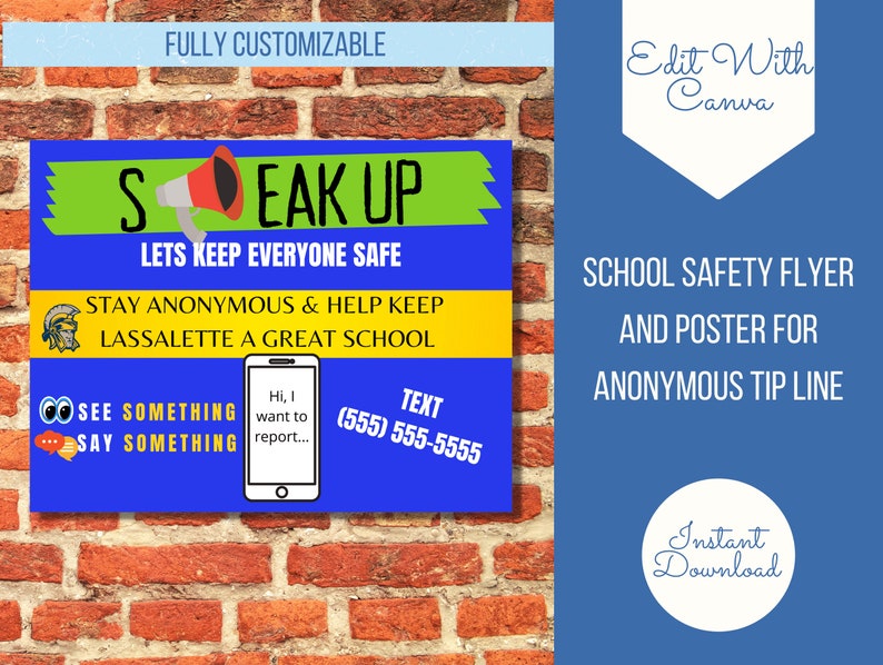 Anonymous Tip Line Poster, Anit-bullying Flyer for School PTA | PTO ...