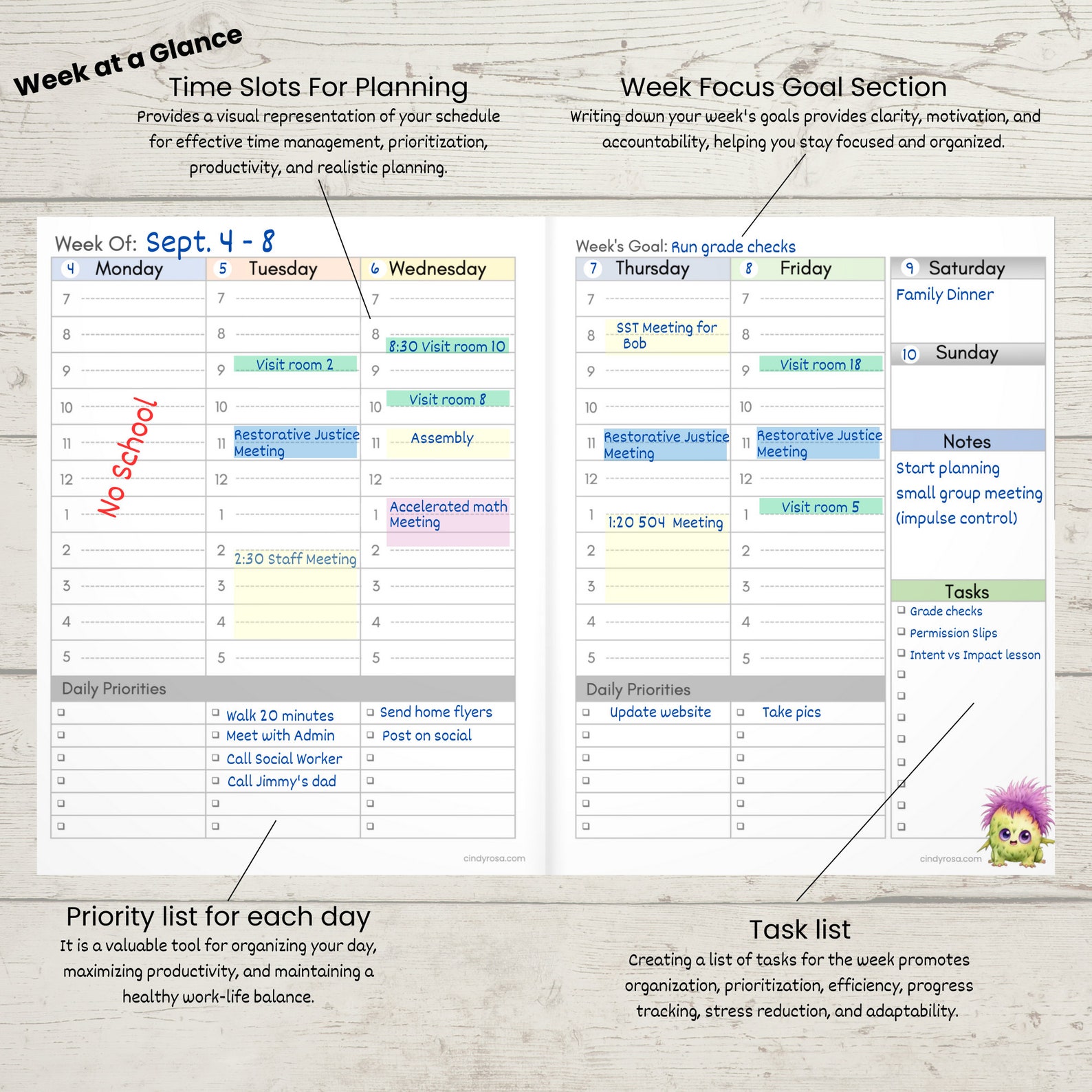 School Counselor Undated Planner 2023-2024, Counselors Printable ...