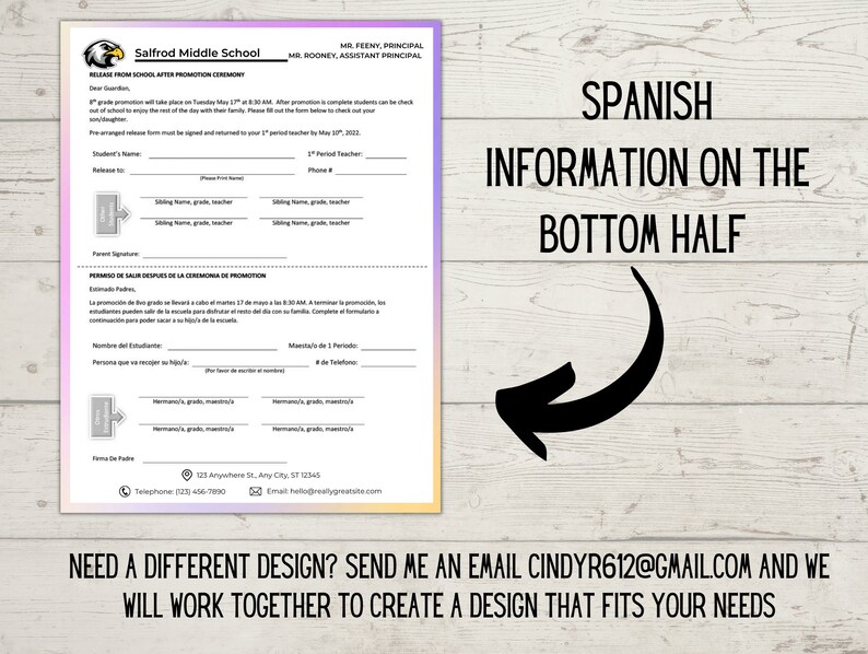 Front Office Parent Release Form School Permission Slip, Editable ...