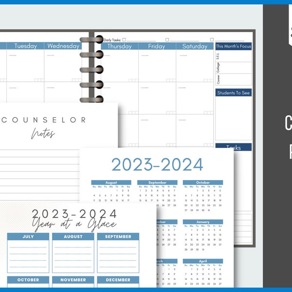 School Counselor Undated Planner 2023-2024, Counselors Printable ...