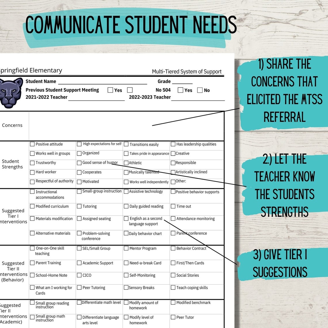 Editable MTSS Student Notes Form Template Printable for Counselors and ...