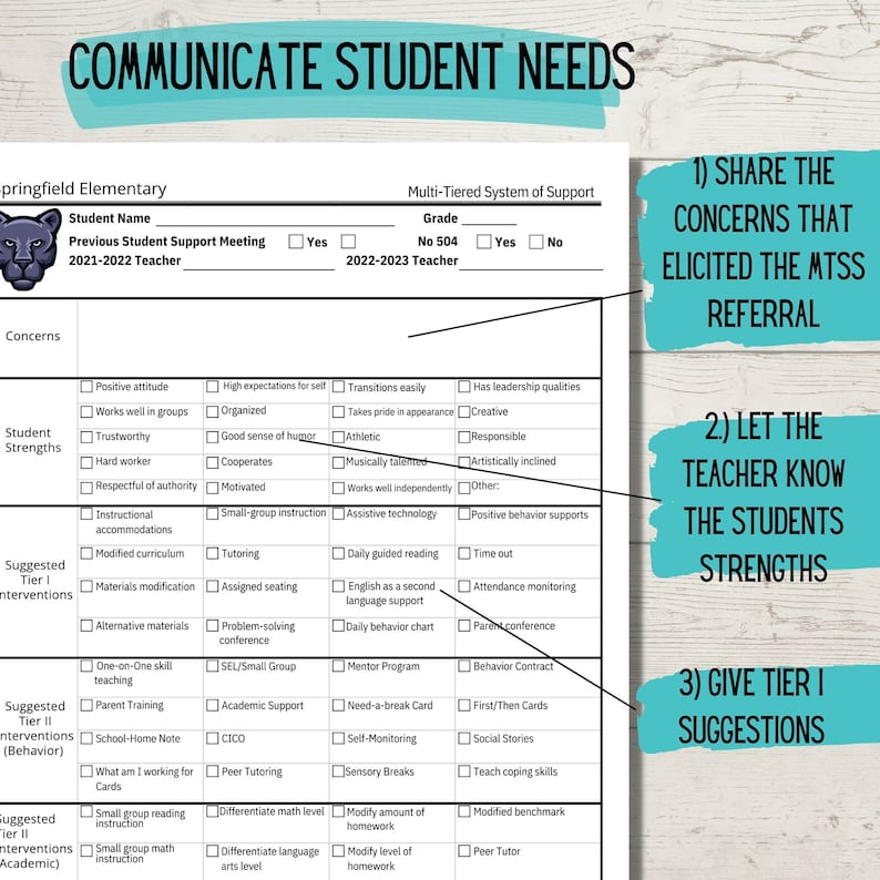 Editable MTSS Student Notes Form Template Printable for Counselors and ...