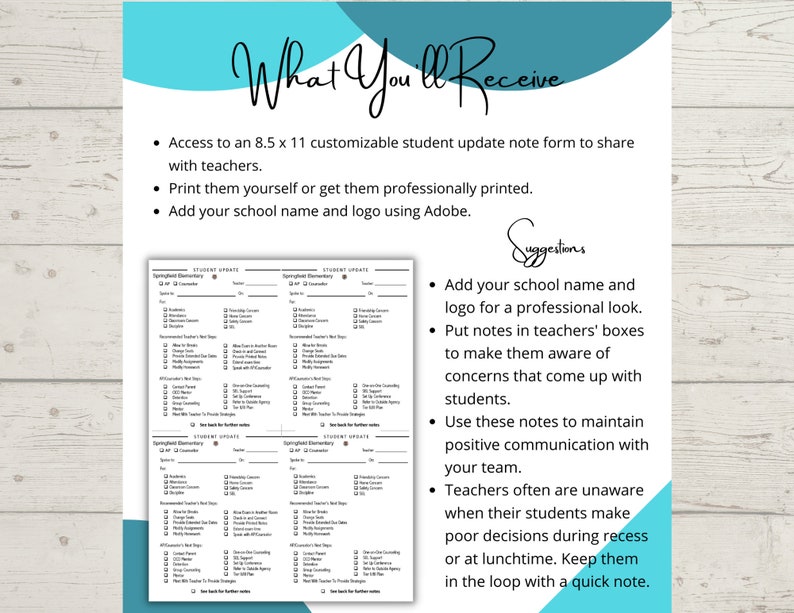Student Meeting Update Notes Form for Counselors and Assistant ...