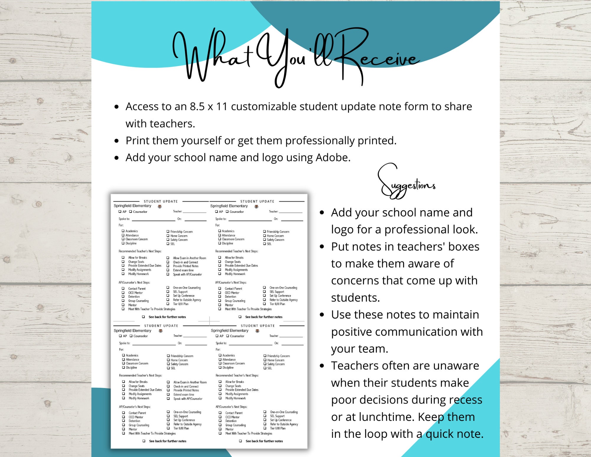 Student Meeting Update Notes Form for Counselors and Assistant ...