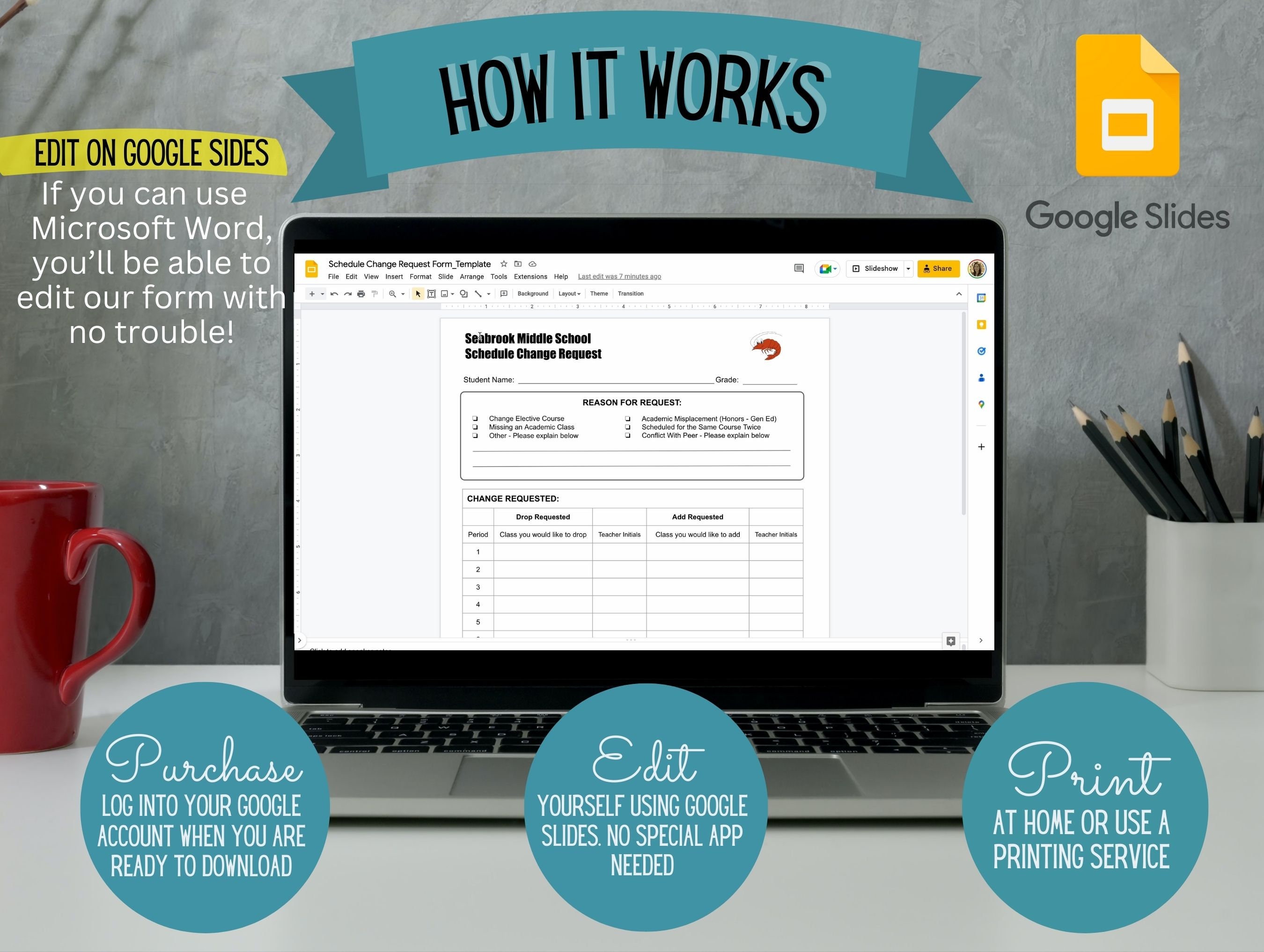 Schedule Change Request Form Template, Digital Printable | Middle ...