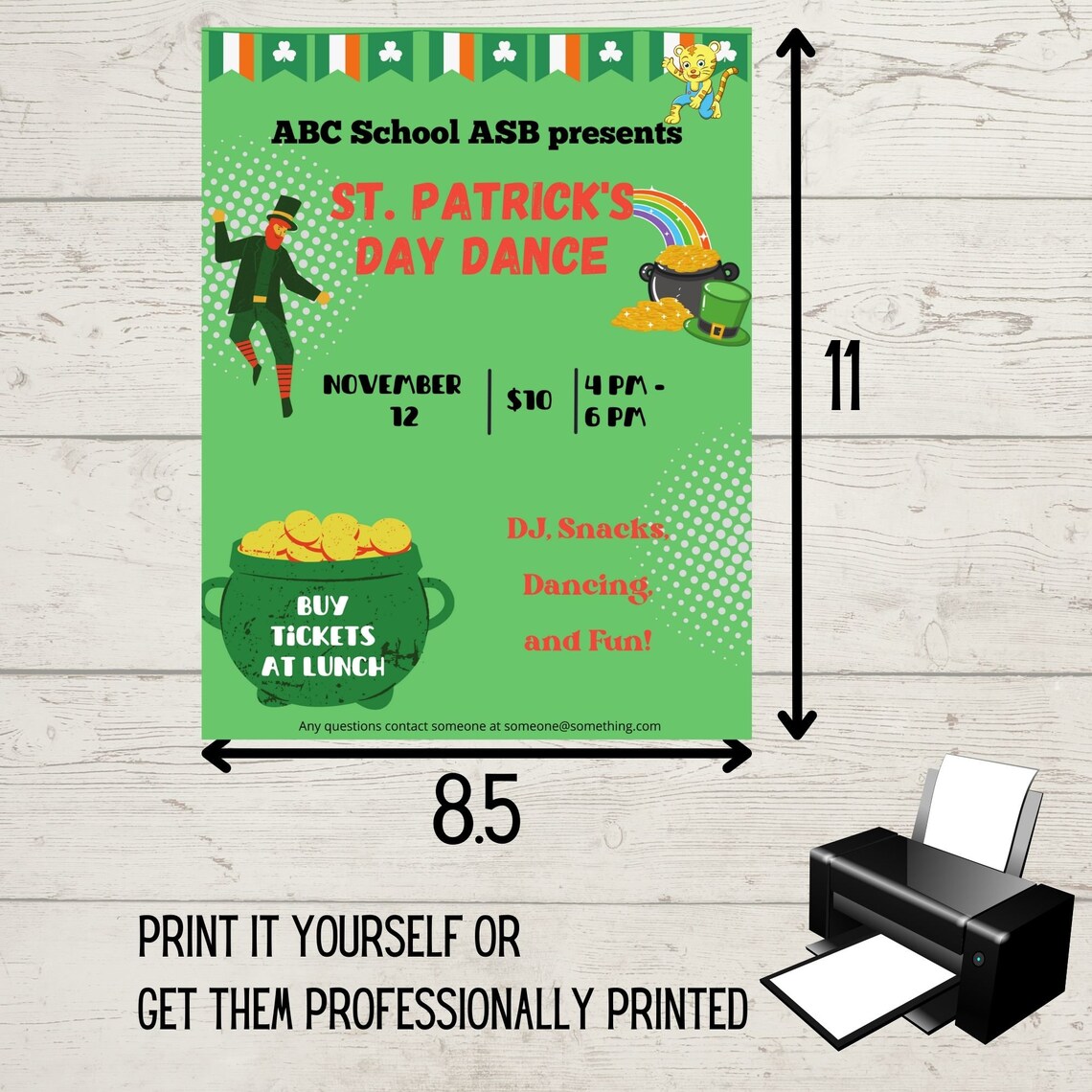 St. Patrick’s Day School Dance Editable Flyer, St. Patrick’s Day Poster ...