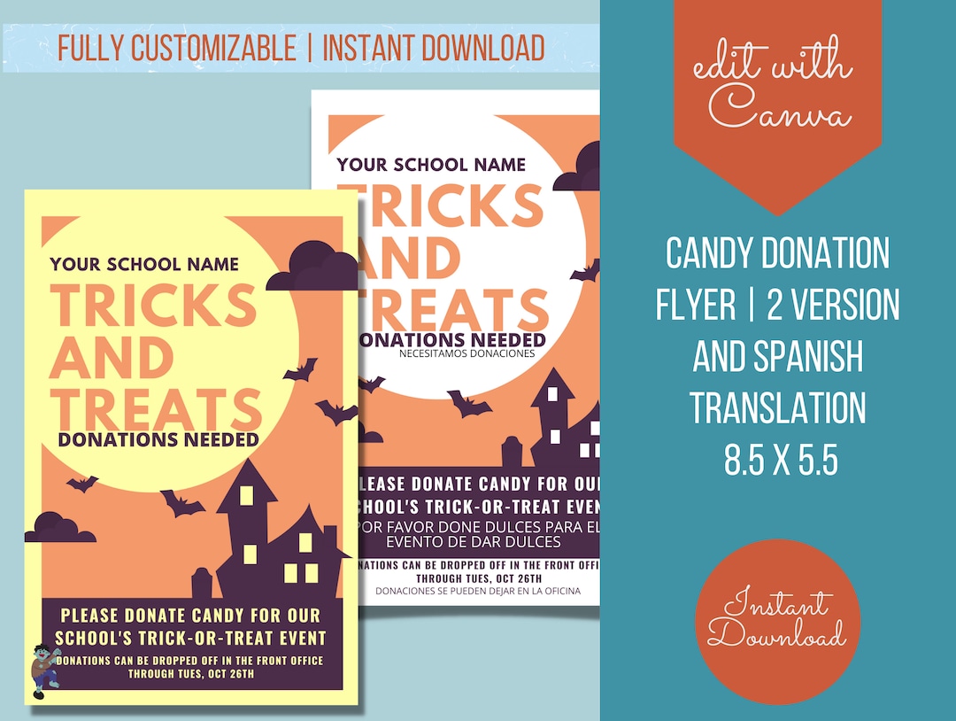 Candy Donation Flyer for School Halloween Trunk-o-treat or Candy Give ...