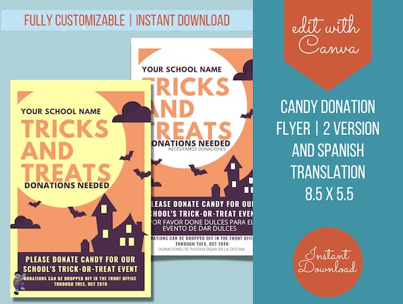 Candy Donation Flyer for School Halloween Trunk-o-treat or - Etsy