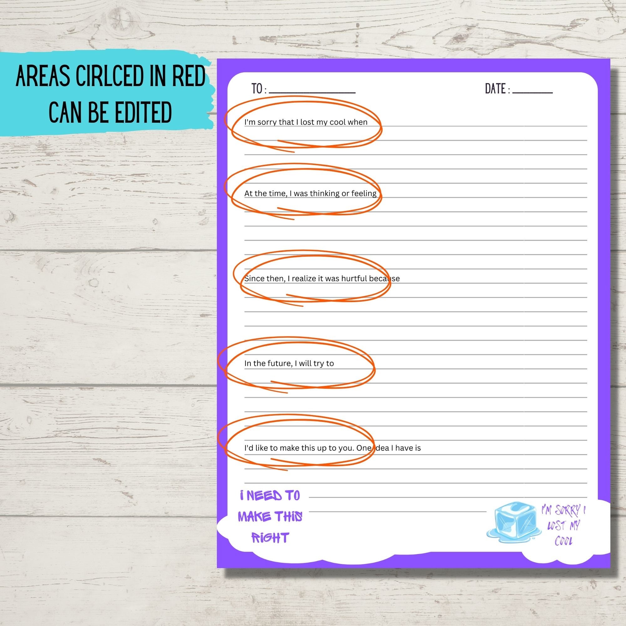 Conflict Resolution Worksheet Reflection Letter Apology Form Behavior ...