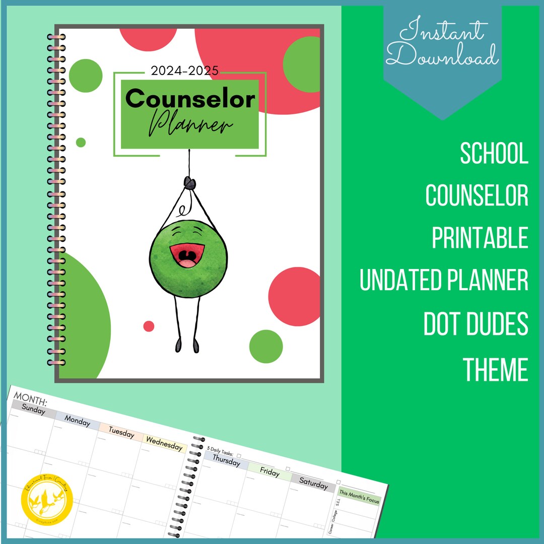 School Counselor Undated Planner 2024-2025, Counselors Printable ...