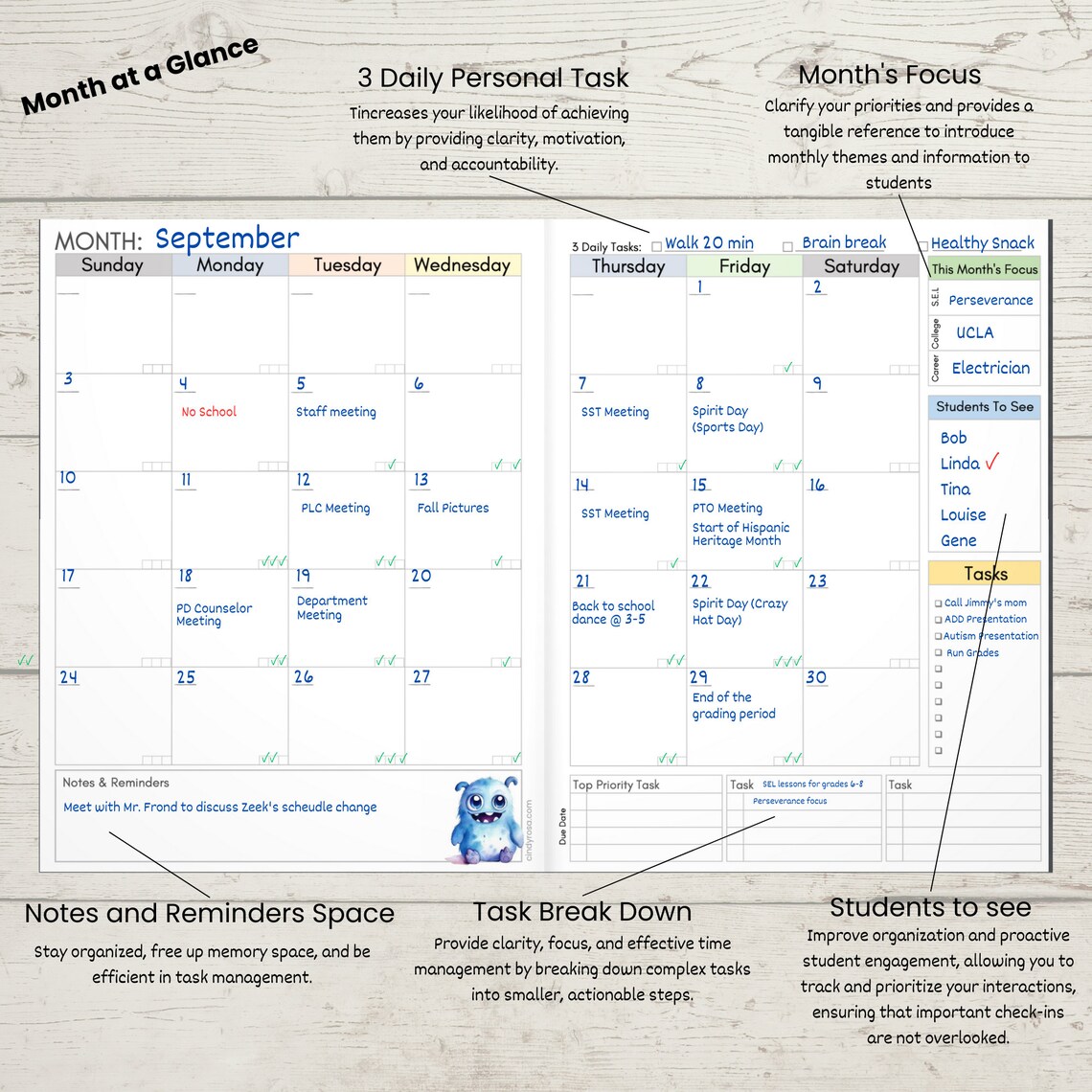 School Counselor Undated Planner 2023-2024, Counselors Printable ...