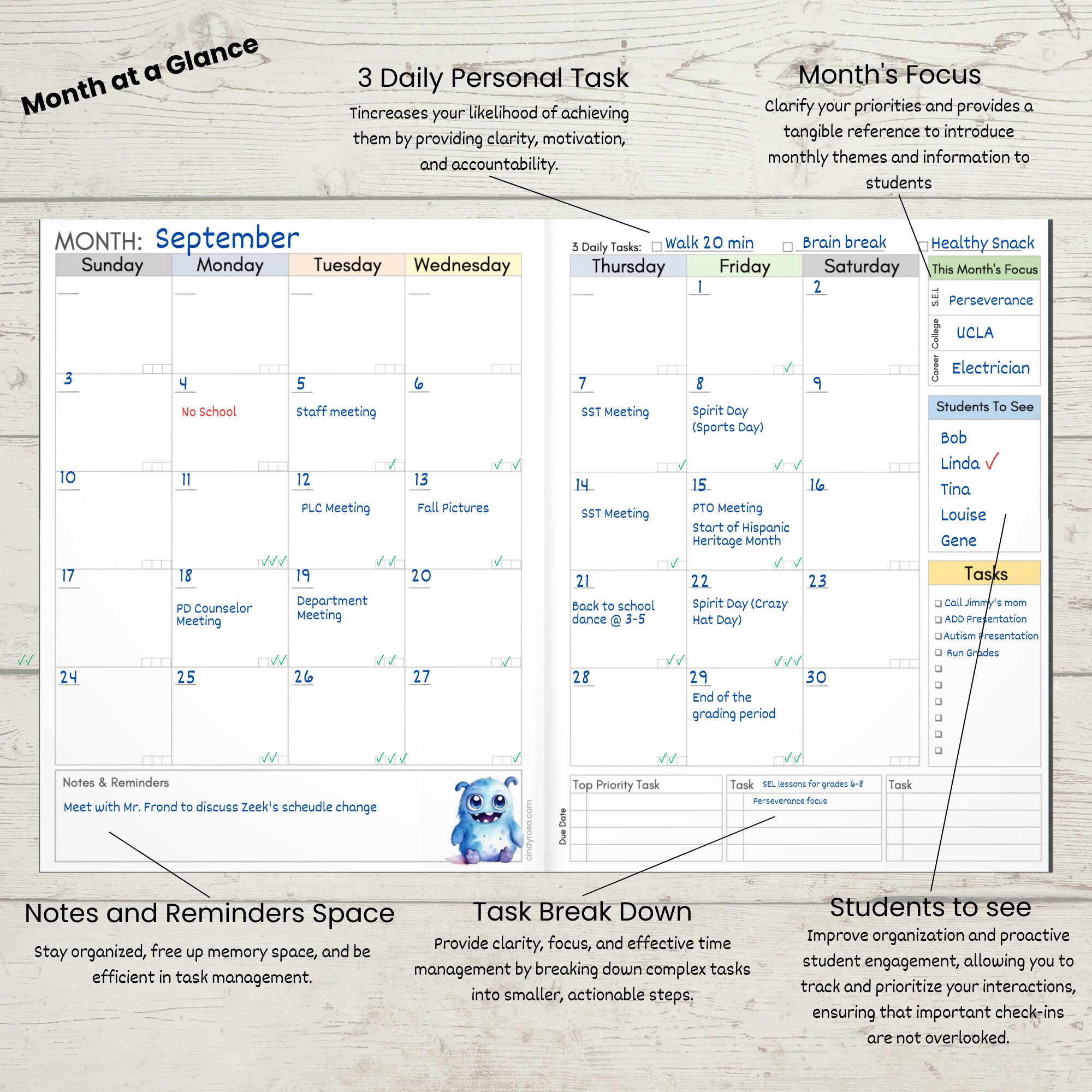 School Counselor Undated Planner 2023-2024, Counselors Printable ...