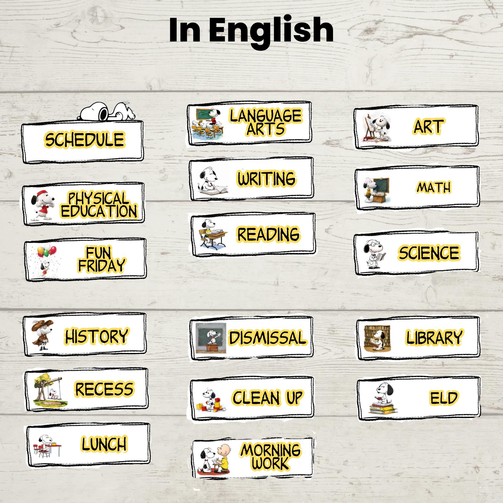 Bilingual Class Schedule Cards, English and Spanish, Printable Visual ...