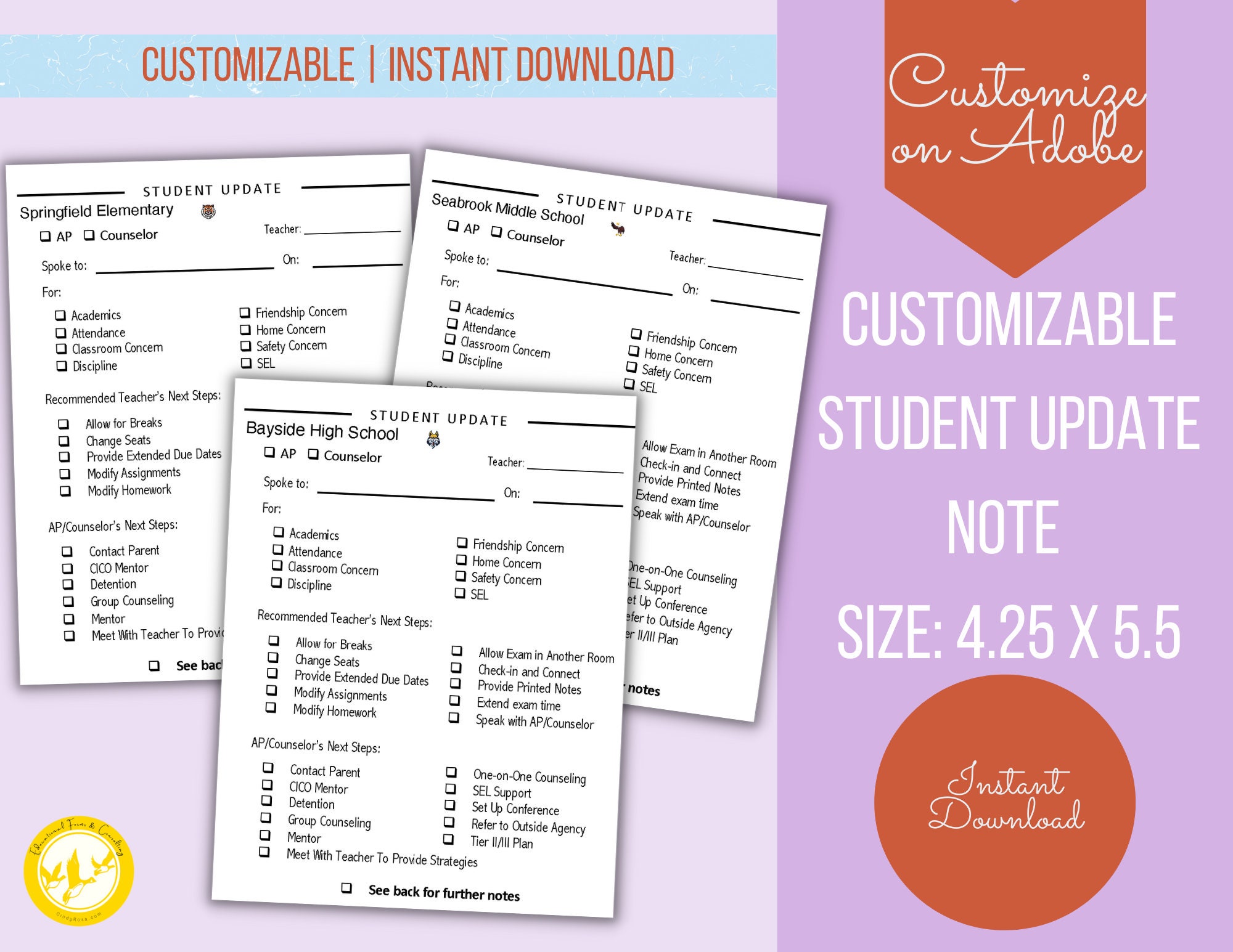Student Meeting Update Notes Form for Counselors and Assistant ...