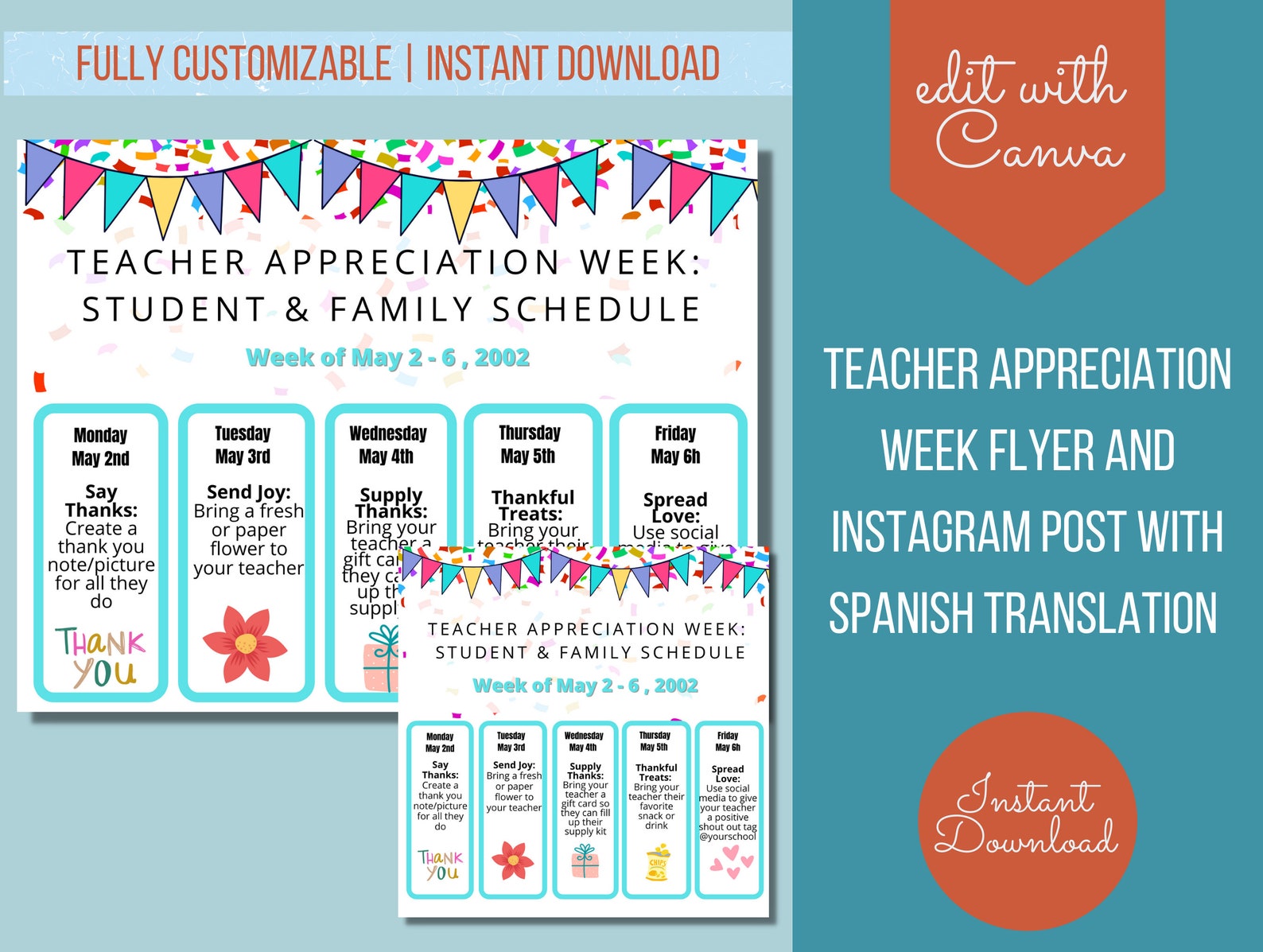 Editable Teacher Appreciation Week of Events Take Home Flyer | Etsy