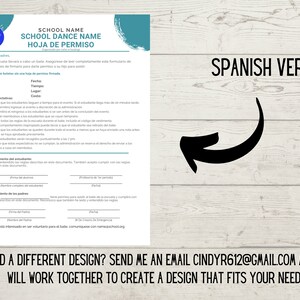 School Dance Permission Slip Form, Editable Template, Translated in ...