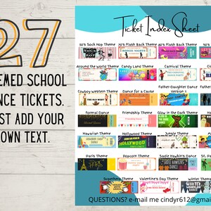 School Dance Tickets Printable for the Whole School Year ASB | PTA ...