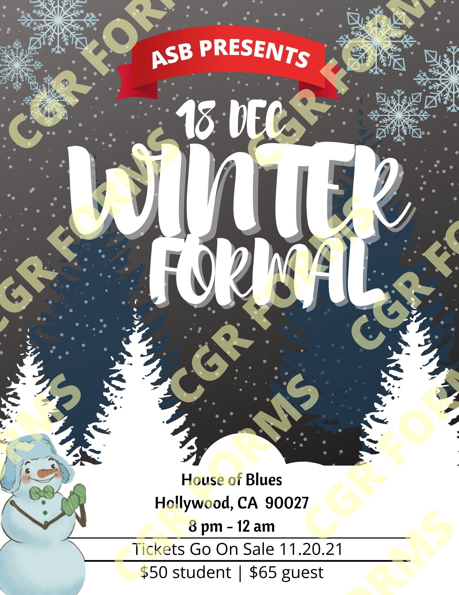 Winter Formal Flyer Printable for School PTA | ASB | Event Planners ...