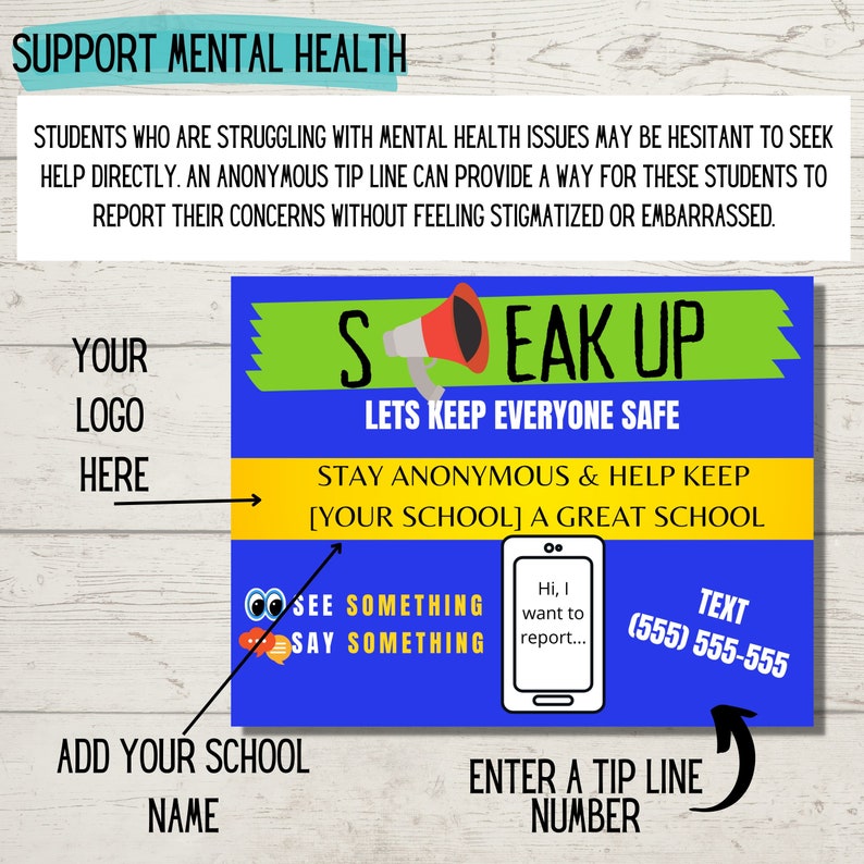 Anonymous Tip Line Poster, Anit-bullying Flyer for School PTA | PTO ...