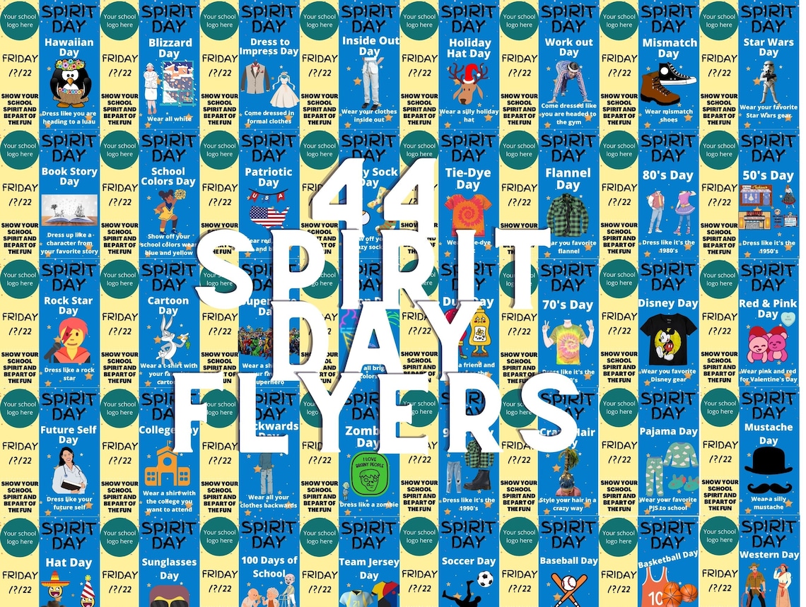 Spirit Day Activity Flyer Printable for the Whole School Year ASB | PTA ...