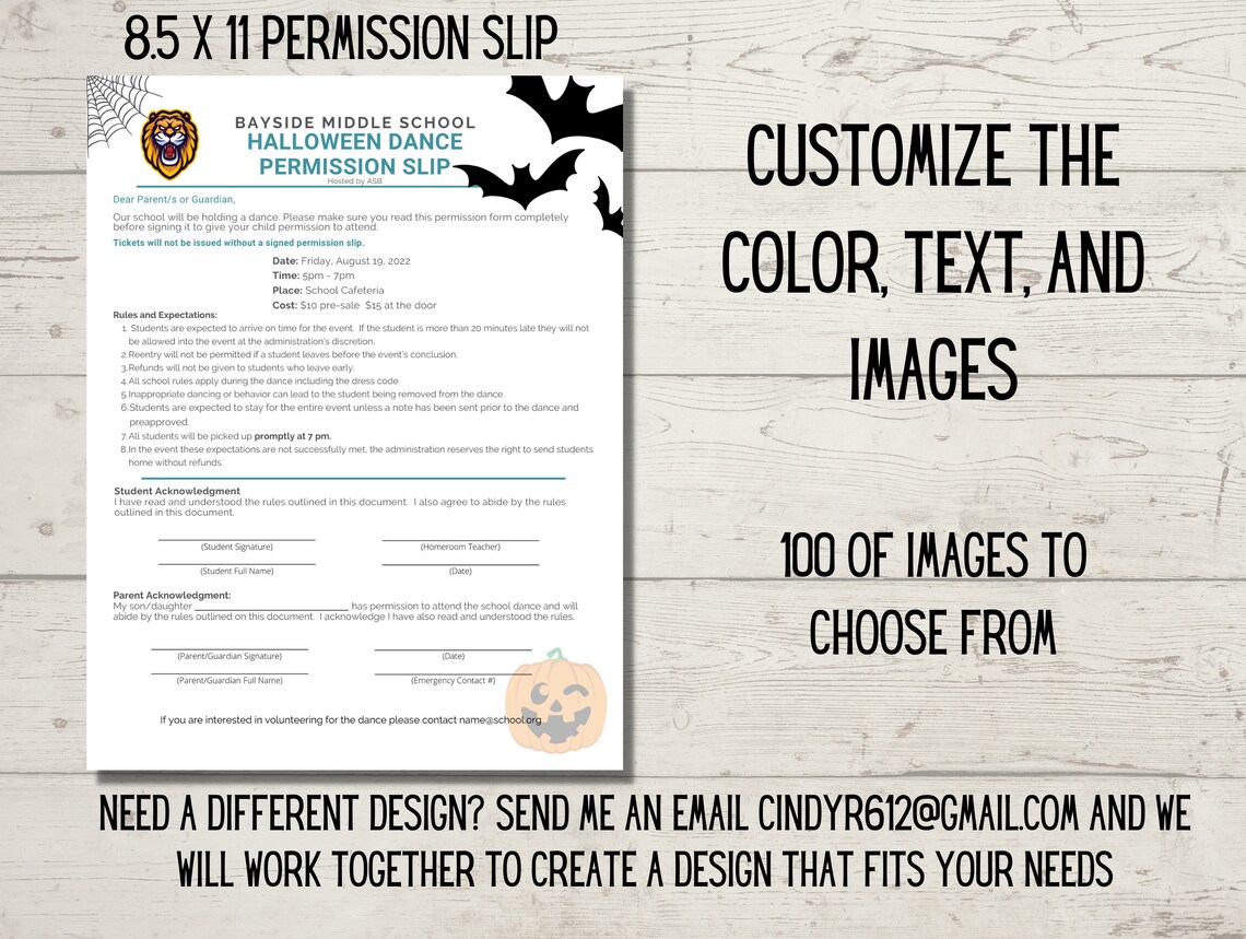 School Dance Permission Slip Form, Editable Template, Translated in ...