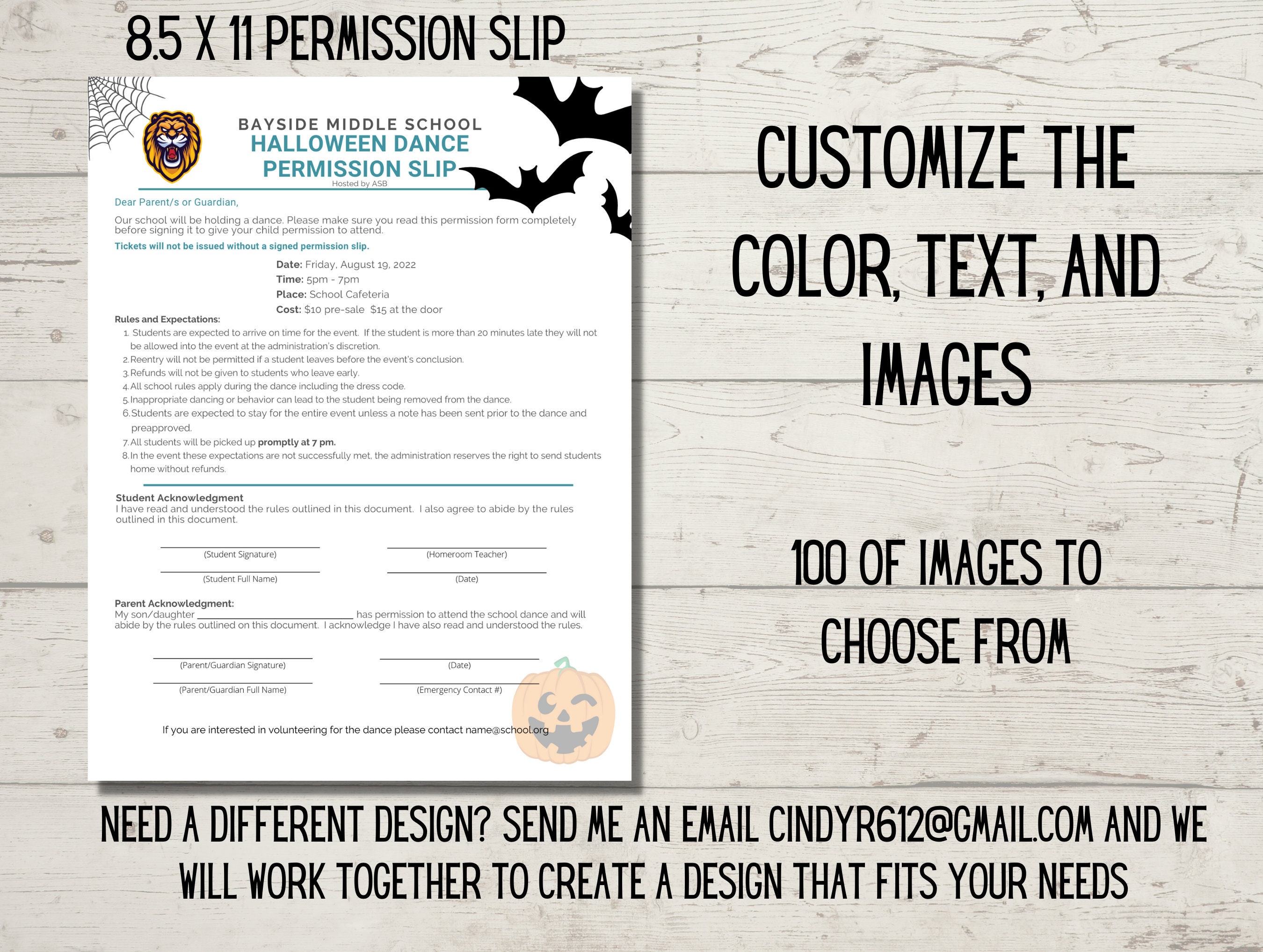 School Dance Permission Slip Form, Editable Template, Translated in ...