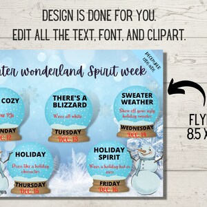 Winter Christmas Spirit Week School Flyer, Editable Printable Digital ...