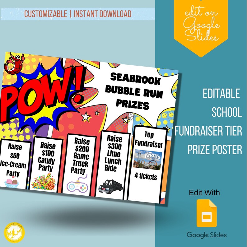 School Fundraiser Tier Prize Poster Template, Fundraising Poster, ASB ...