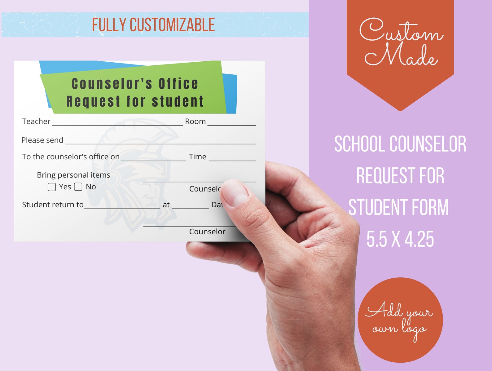 School Counselor Student Request Pass Form Personalized for Educators ...