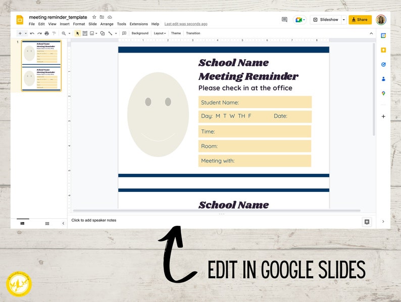 Meeting Reminder Template: School Counselor | Teacher | School ...