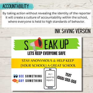 Anonymous Tip Line Poster, Anit-bullying Flyer for School PTA | PTO ...