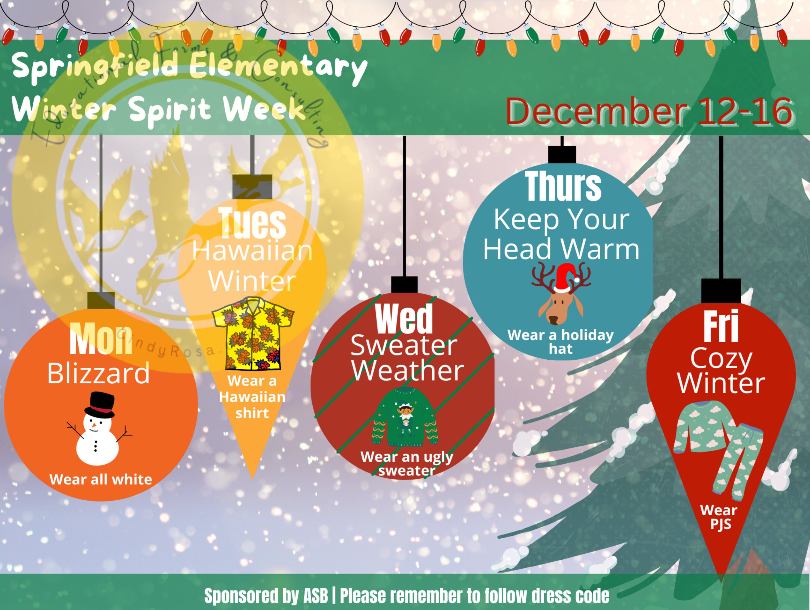 Winter Spirit Week School Flyer, Editable Printable Digital Template ...