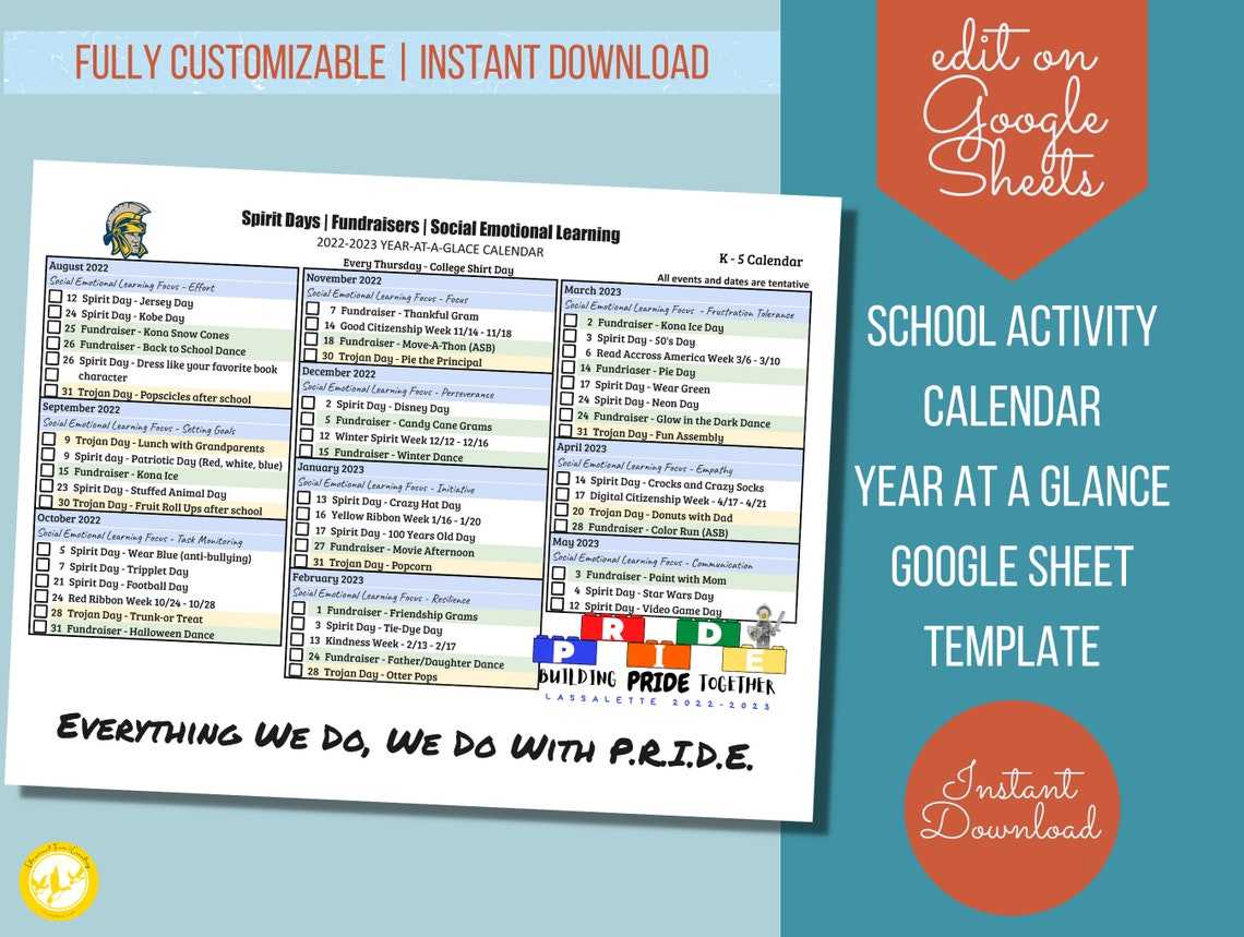 Editable Printable Monthly Calendar School Year Event Flyer Template on ...